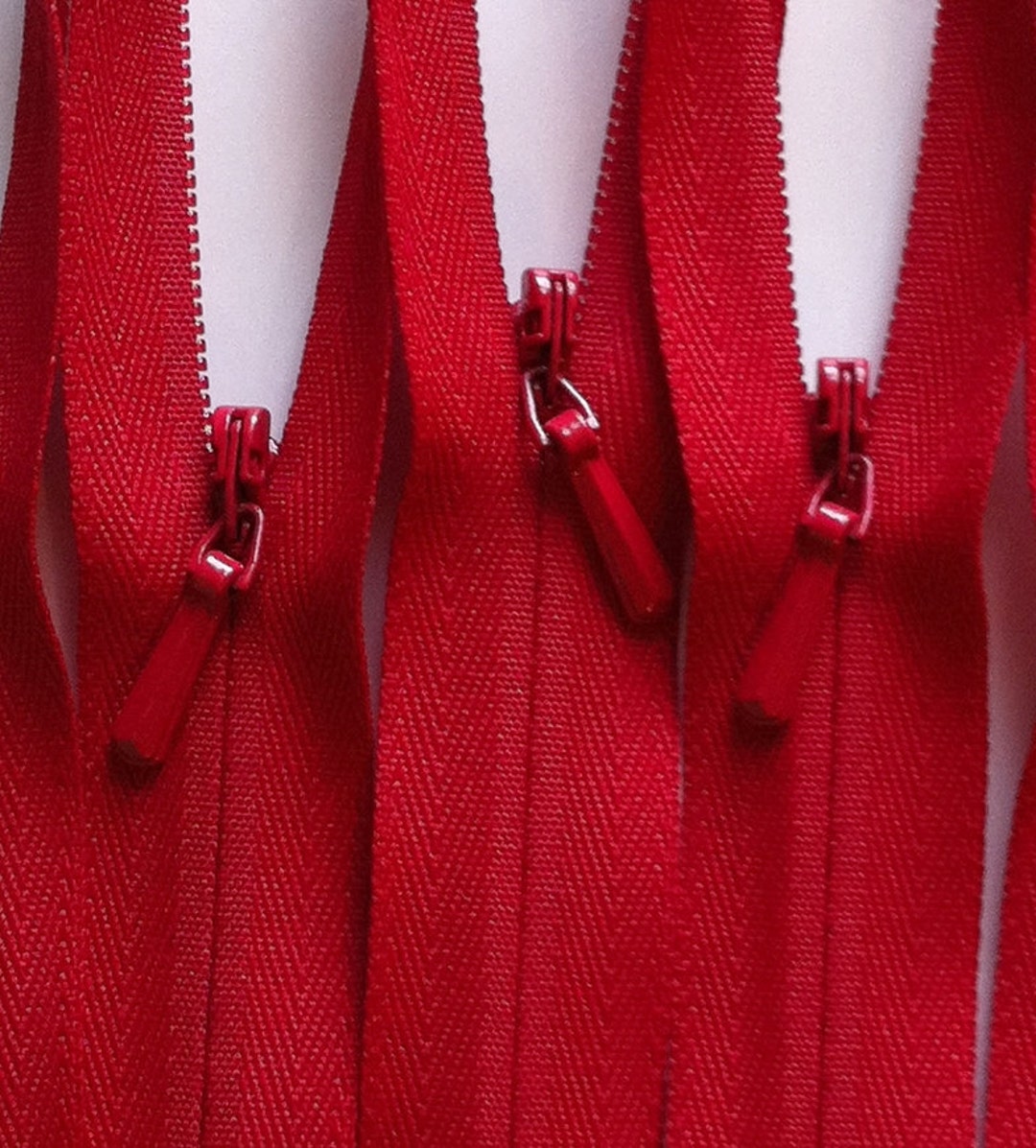 INVISIBLE Zippers - YKK Red 519 - 5 Pieces- Available in 16 and 22 ...