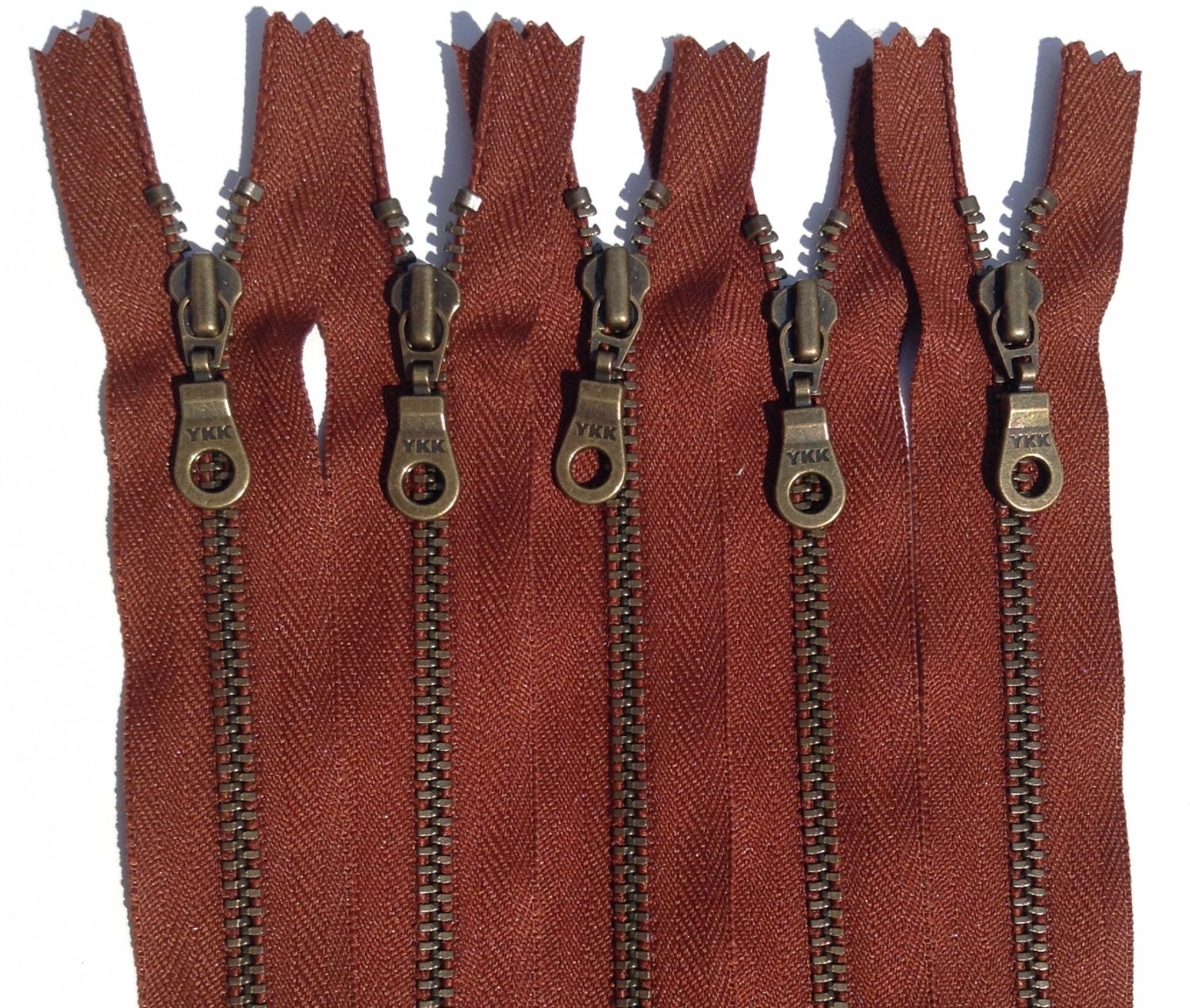 YKK Metal Teeth Zippers Rusty Red Brown Antique Brass Donut - Etsy