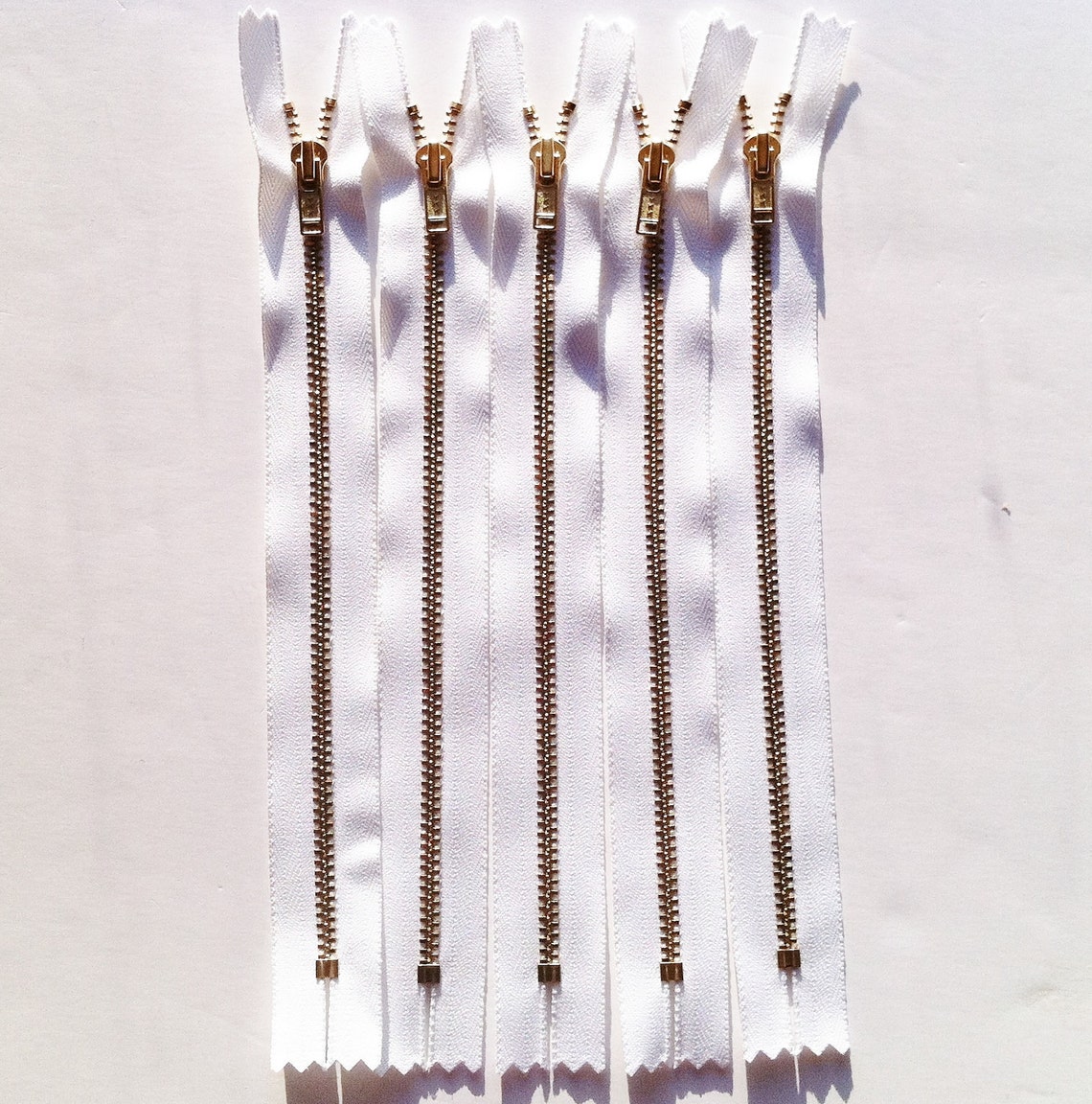 Brass Zippers YKK Metal Teeth Zips 5 Pieces White 501 | Etsy