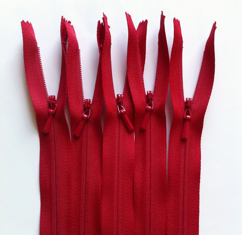INVISIBLE Zippers - YKK Red 519 - 5 Pieces- 22 Inches - Etsy