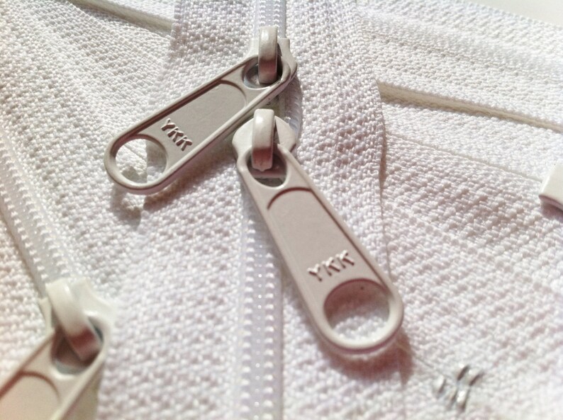 24 Inch 4.5mm YKK Zippers Color 501 WHITE With Double Pull - Etsy