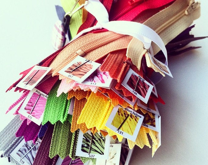 YKK Zippers- 65 Piece Sampler Set- One of Each Color -LABELED- Nylon ...