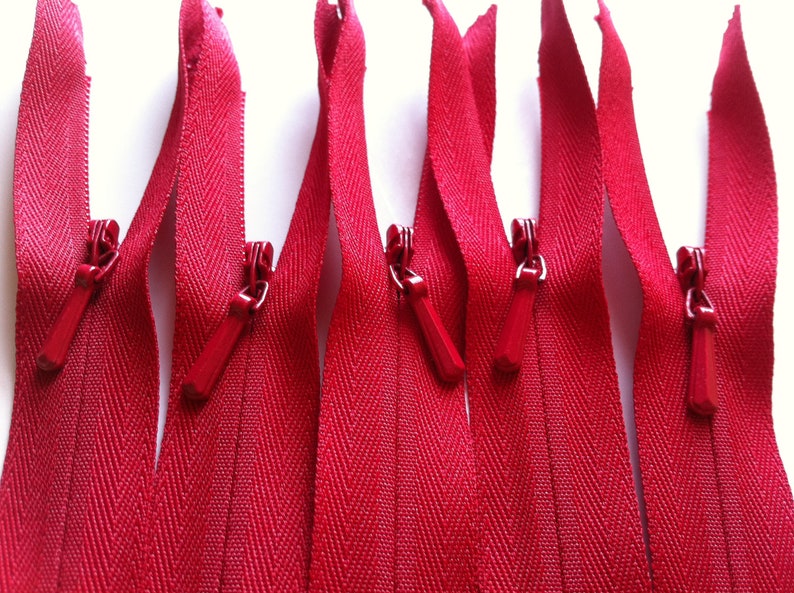 INVISIBLE Zippers - YKK Red 519 - 5 Pieces- 22 Inches - Etsy