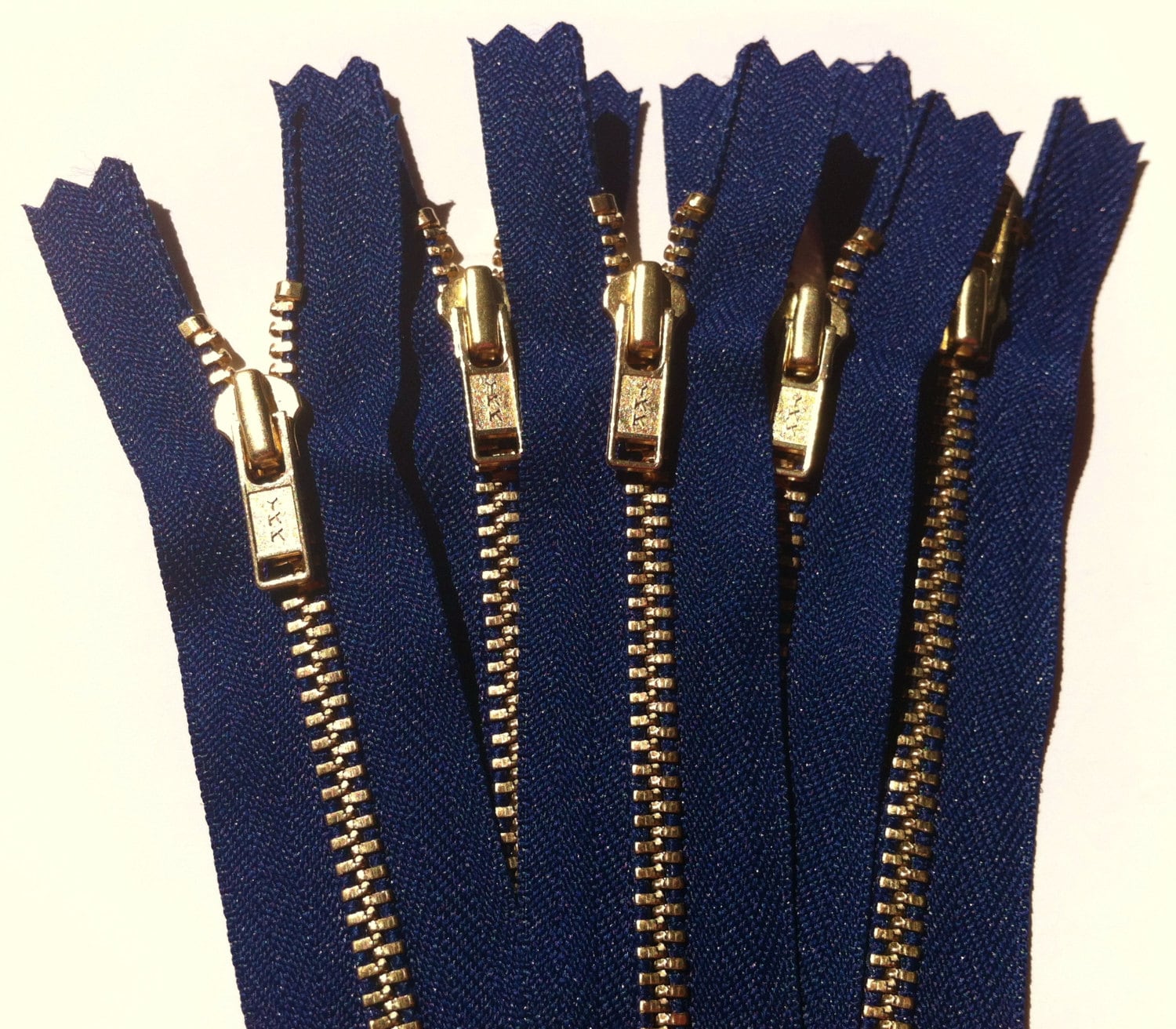 Brass Zippers 14 inch closed bottom ykk gold colored metal | Etsy