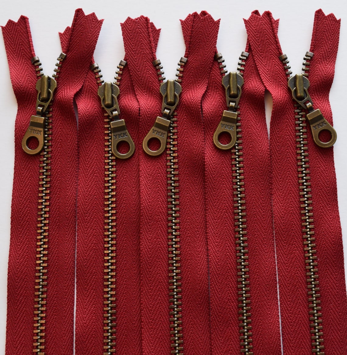 Metal Teeth Zippers YKK Antique Brass Donut Pull Number 4.5s - Etsy