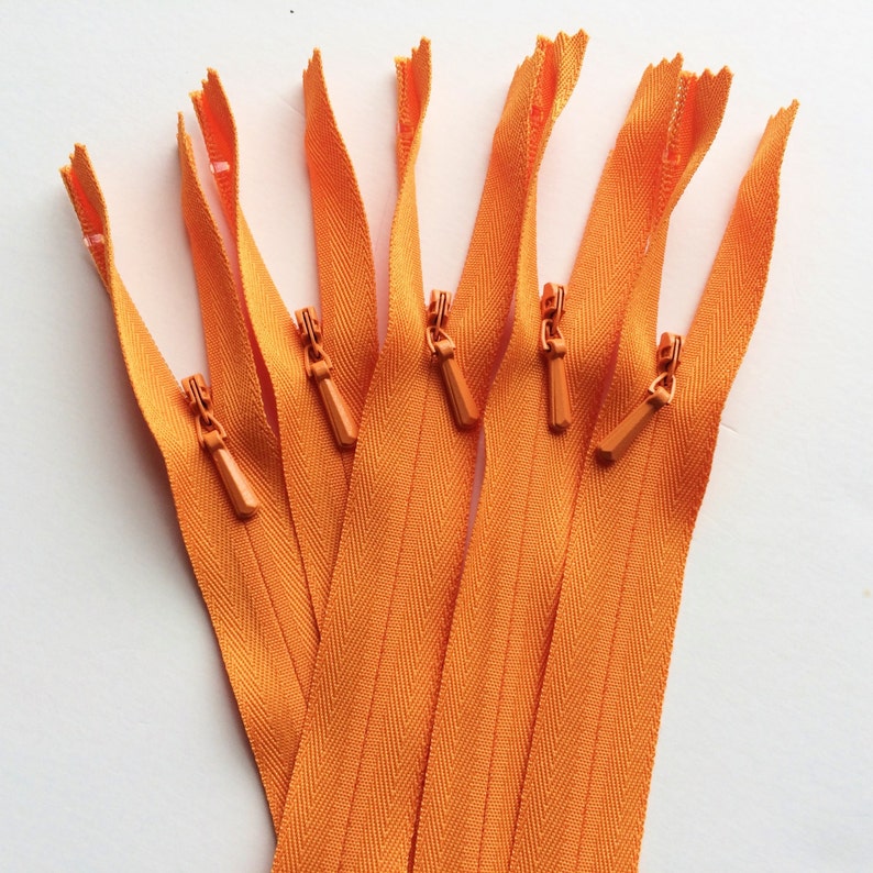 INVISIBLE Zippers YKK Color 006 Orange 5 Pieces Available | Etsy