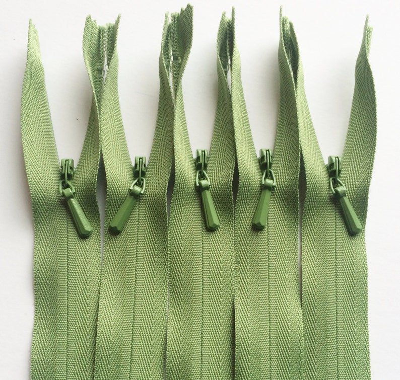 INVISIBLE Zippers YKK Color 537 Avocado Green 5 Pieces - Etsy