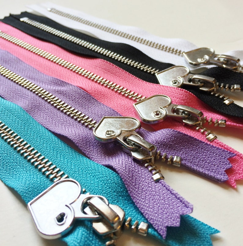 Metal Teeth 12 Inch Zippers With Special Heart Pull YKK 5 - Etsy