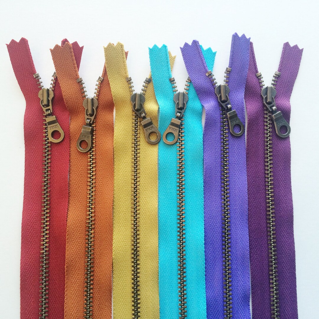 Metal Teeth Zippers- YKK Antique Brass Donut Pull 4.5s- 6 Pc Jewel ...