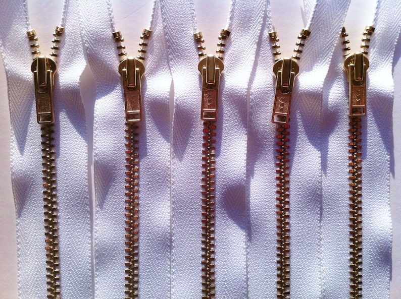 Brass Zippers YKK Metal Teeth Zips 5 Pieces White 501 - Etsy