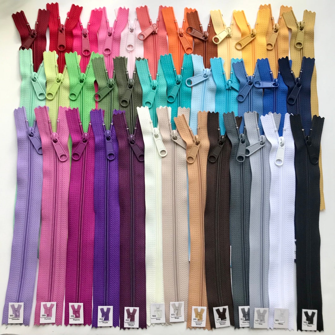 YKK Zippers- 37 Piece LABELED Sampler Set- One of Each Color of Our 4.5 ...