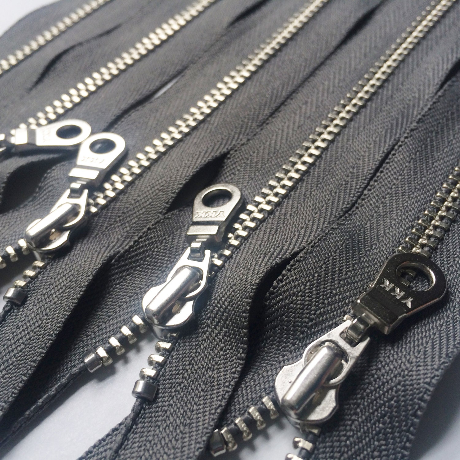 YKK Metal Zippers- Silver Nickel Teeth- Donut Pull- (5) Pieces - Gun ...