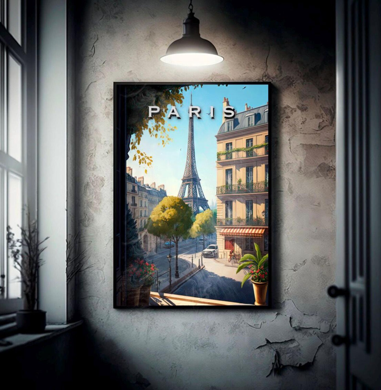 Eiffel Tower Travel Poster, Digital Prints, Digital Art, Wall Art, Room ...