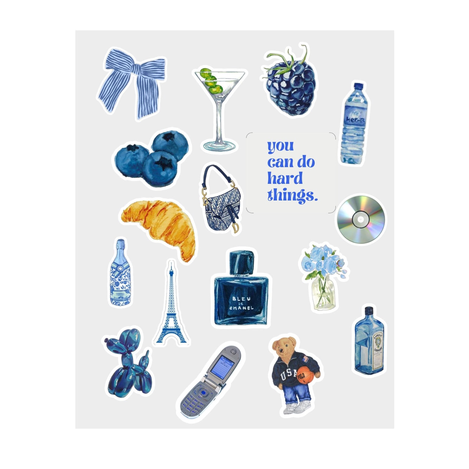 Blue Aesthetic Girl Sitcker Pack Laptop Stickers - Etsy