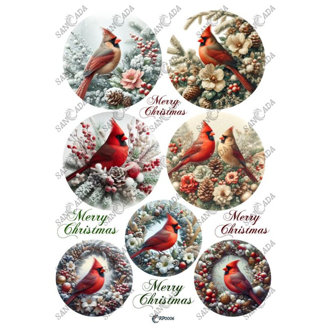 Beautiful Cardinal Birds Digital Download for Decoupage - A4 Size ...