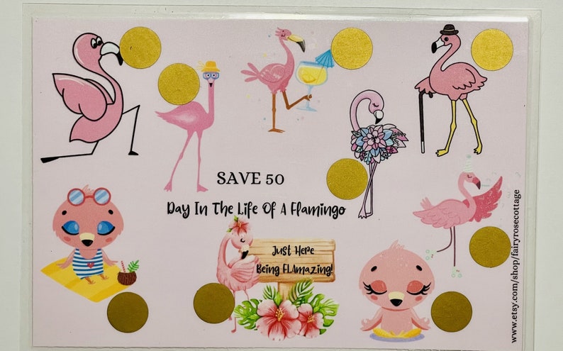 Animal Savings Challenge Scratch off Card, Llama, Cow, Flamingo ...
