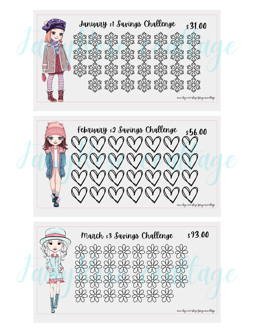 Monthly Savings Challenge Trackers, A6 Mini Savings Bundle (digital ...