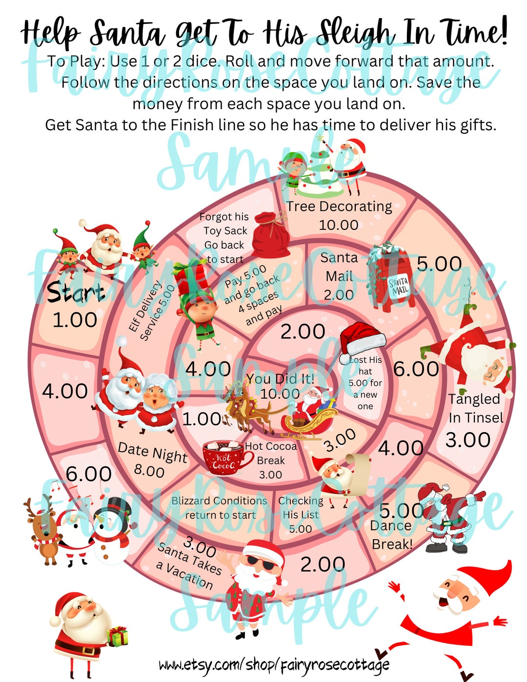 Christmas Savings Challenge Game Board | Santa Sleigh (digital Download ...
