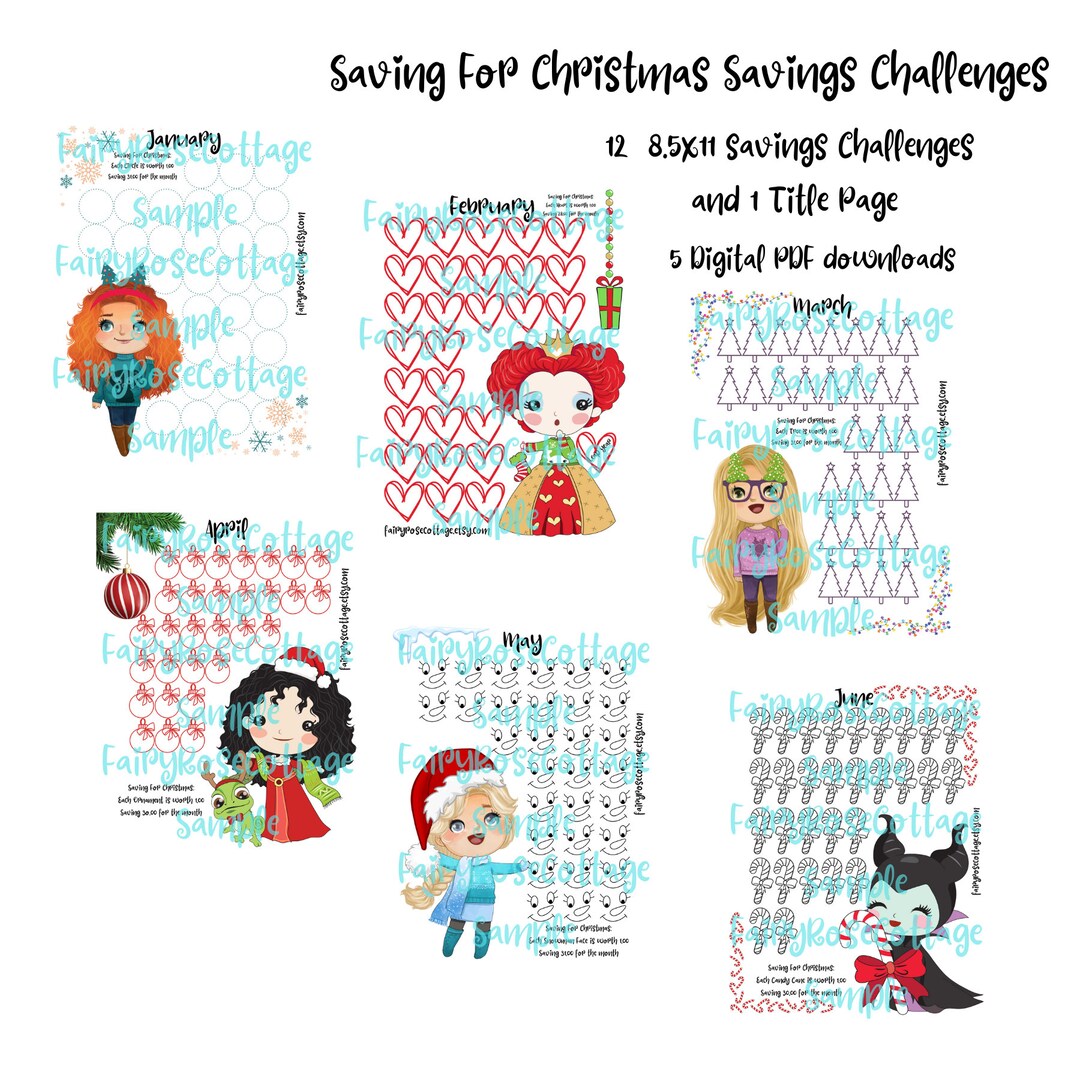 Christmas Savings Challenge Bundle | Monthly Trackers (digital Download ...