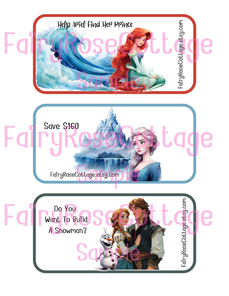 Princess Savings Book DASHBOARDS, A6 Dashboards, Cash Saving Envelope ...