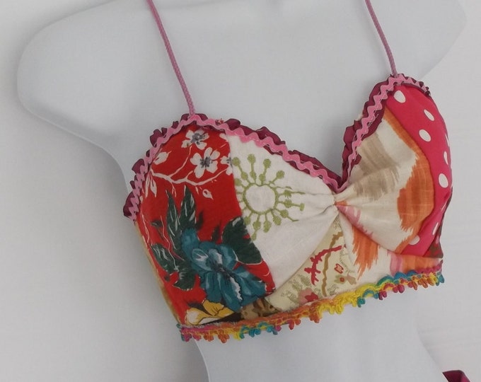 Bohemian Hippie Chic Festival Patchwork Bra Top Adjustable Size ...