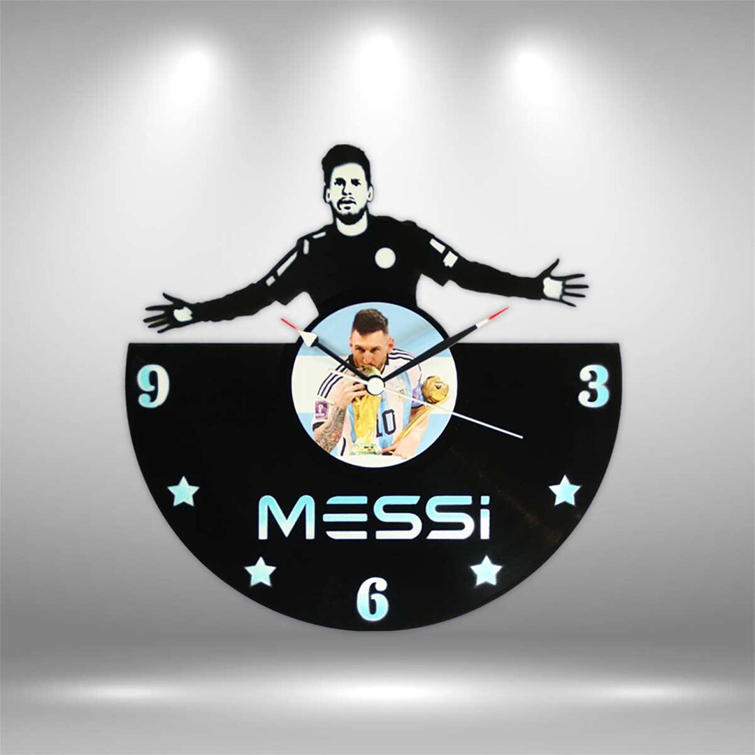 Messi Vinyl Record Clock, Vinyl Record Clock, Record Clock, Football ...