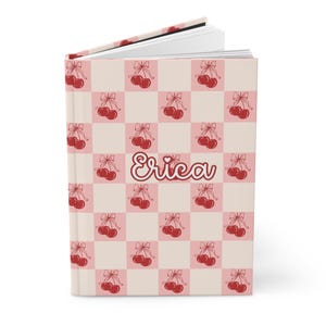 Custom Cherry Coquette Checkered Hardcover Journal for Reflection ...