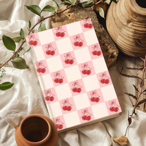 Custom Cherry Coquette Checkered Hardcover Journal for Reflection ...
