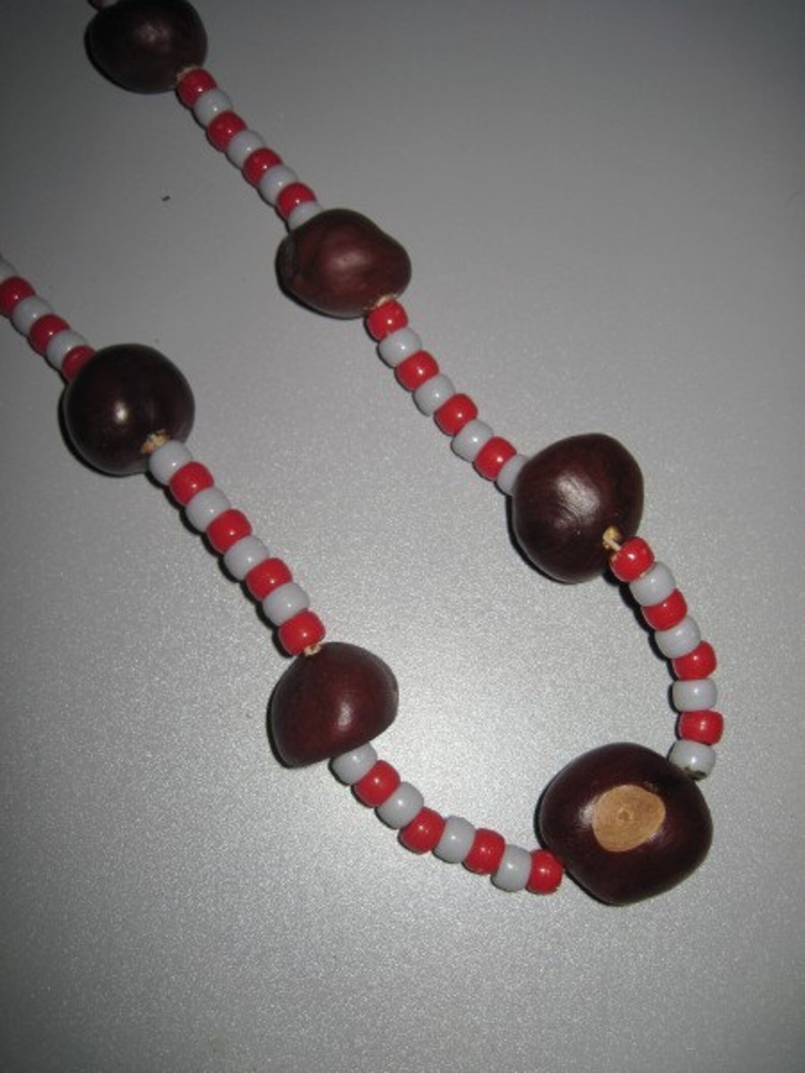 Real Ohio Buckeye Necklace With Red and Gray Beads - Etsy