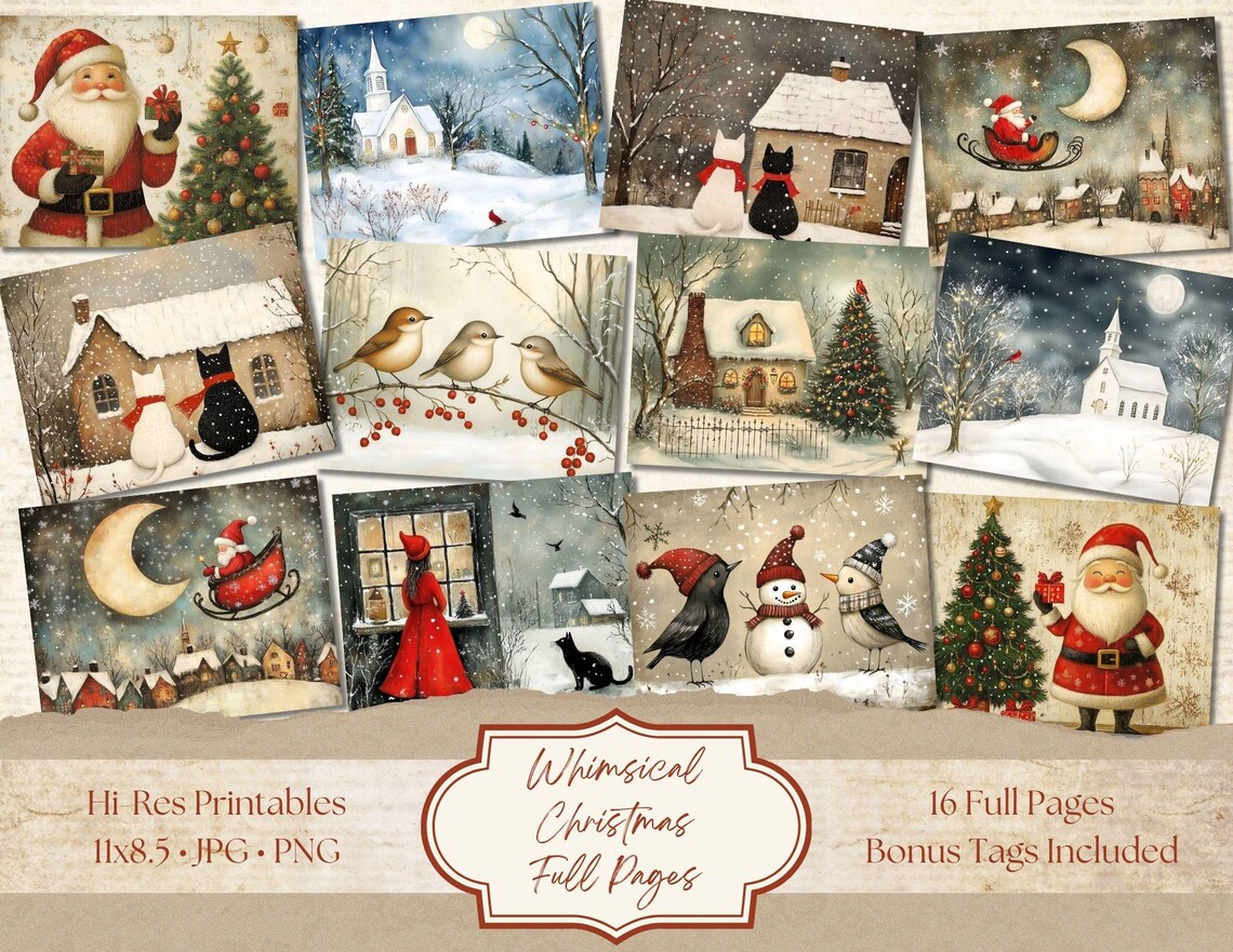 WHIMSICAL CHRISTMAS | Printables, Instant Download, Commercial License ...
