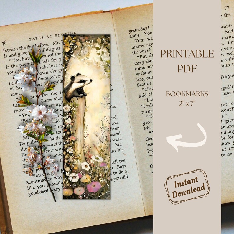 WOODLAND ANIMAL BOOKMARKS | 2x7", Print at Home Pdf, Instant Download ...