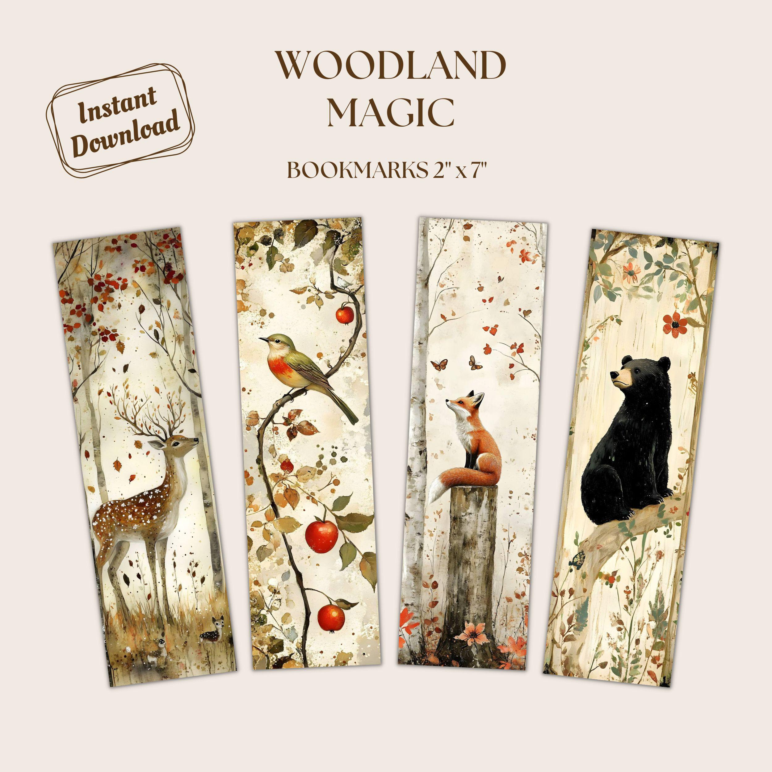 WOODLAND ANIMAL BOOKMARKS | 2x7", Print at Home Pdf, Instant Download ...