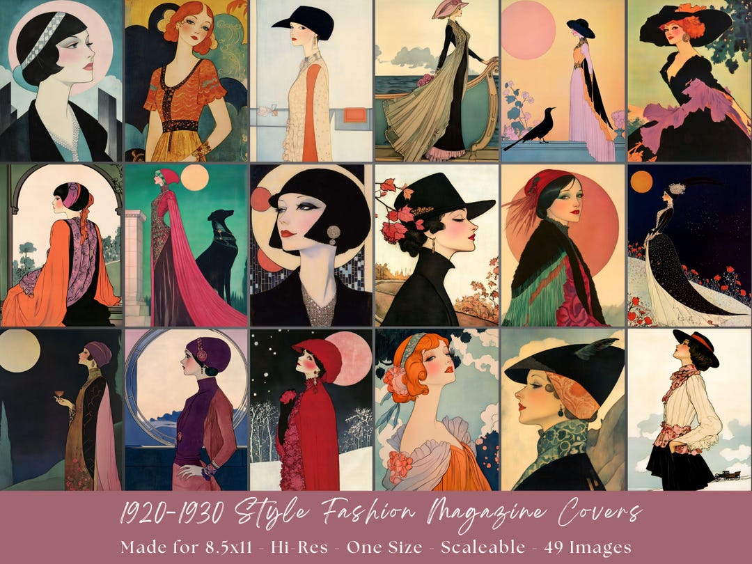 VINTAGE FASHION ILLUSTRATION Set | Printable Wall Art, Vintage Magazine ...