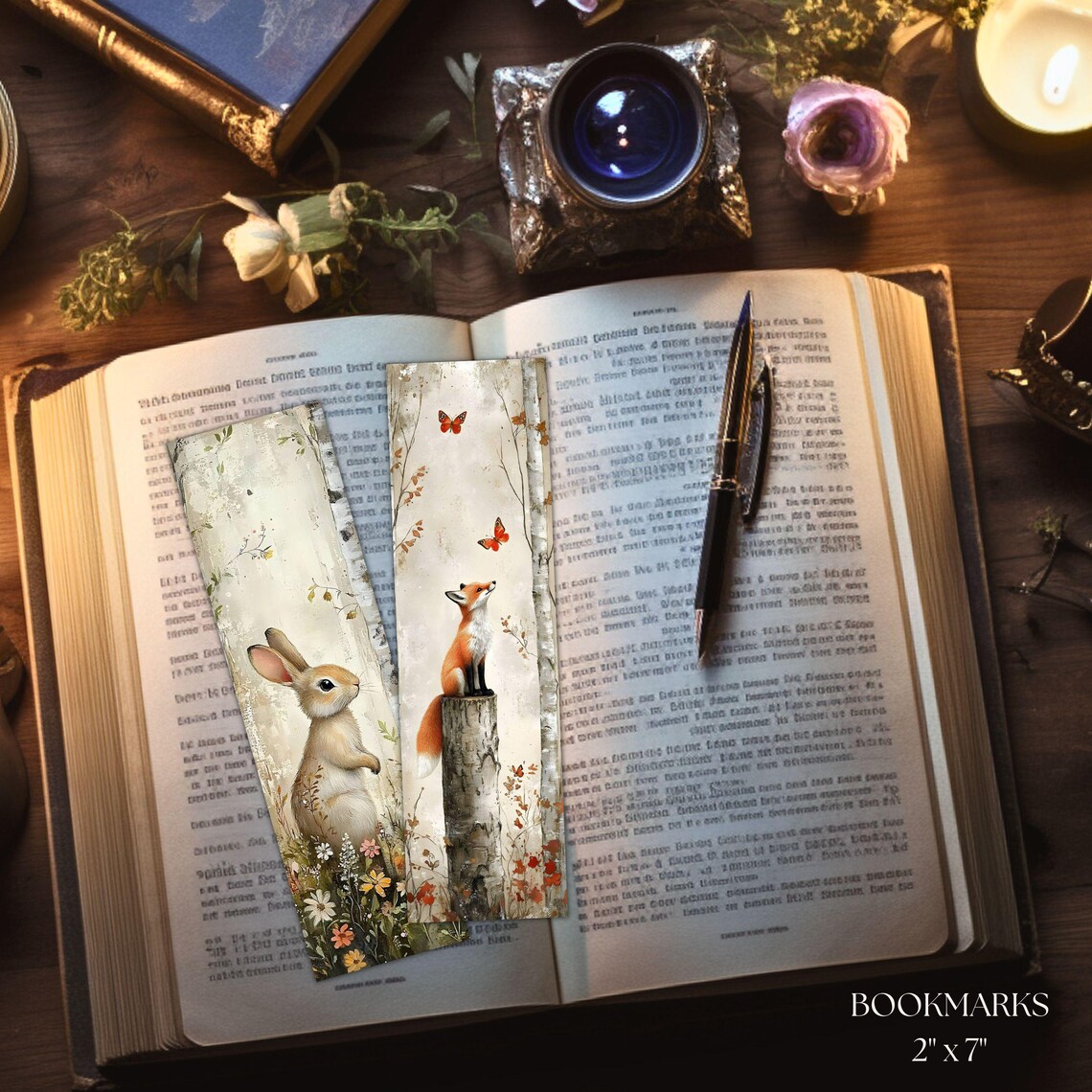 WOODLAND ANIMAL BOOKMARKS | 2x7", Print at Home Pdf, Instant Download ...