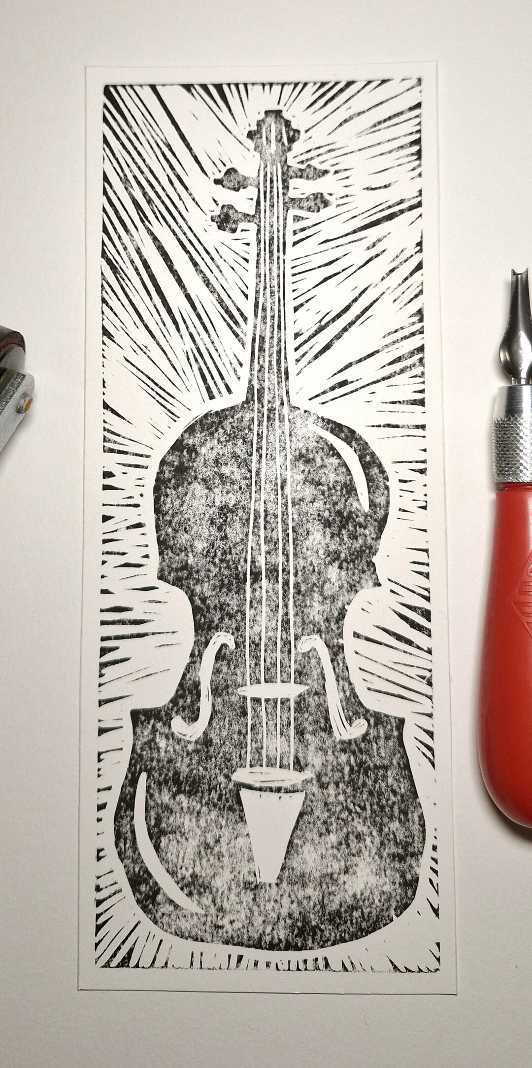 Original Handmade Violin Linocut Print - Etsy