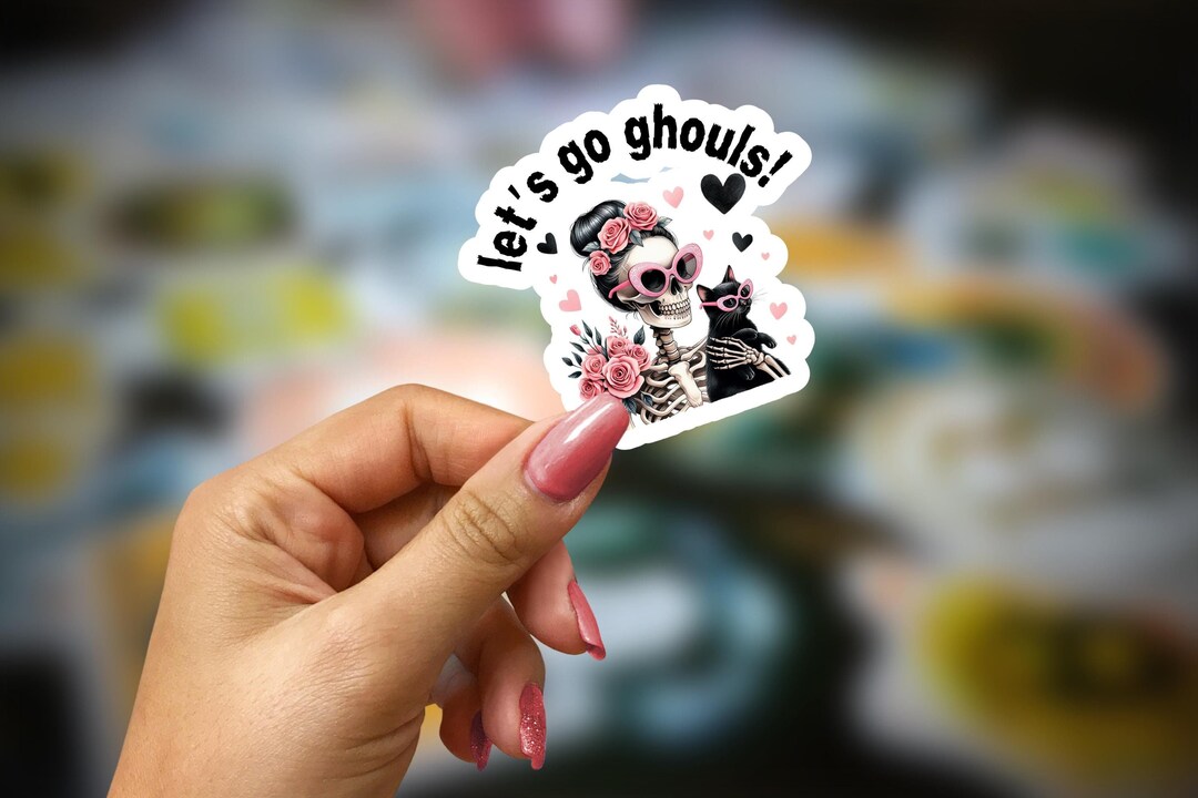 Let's Go Ghouls Halloween Kiss-cut Sticker, Spooky, Skeleton, Trick-or ...