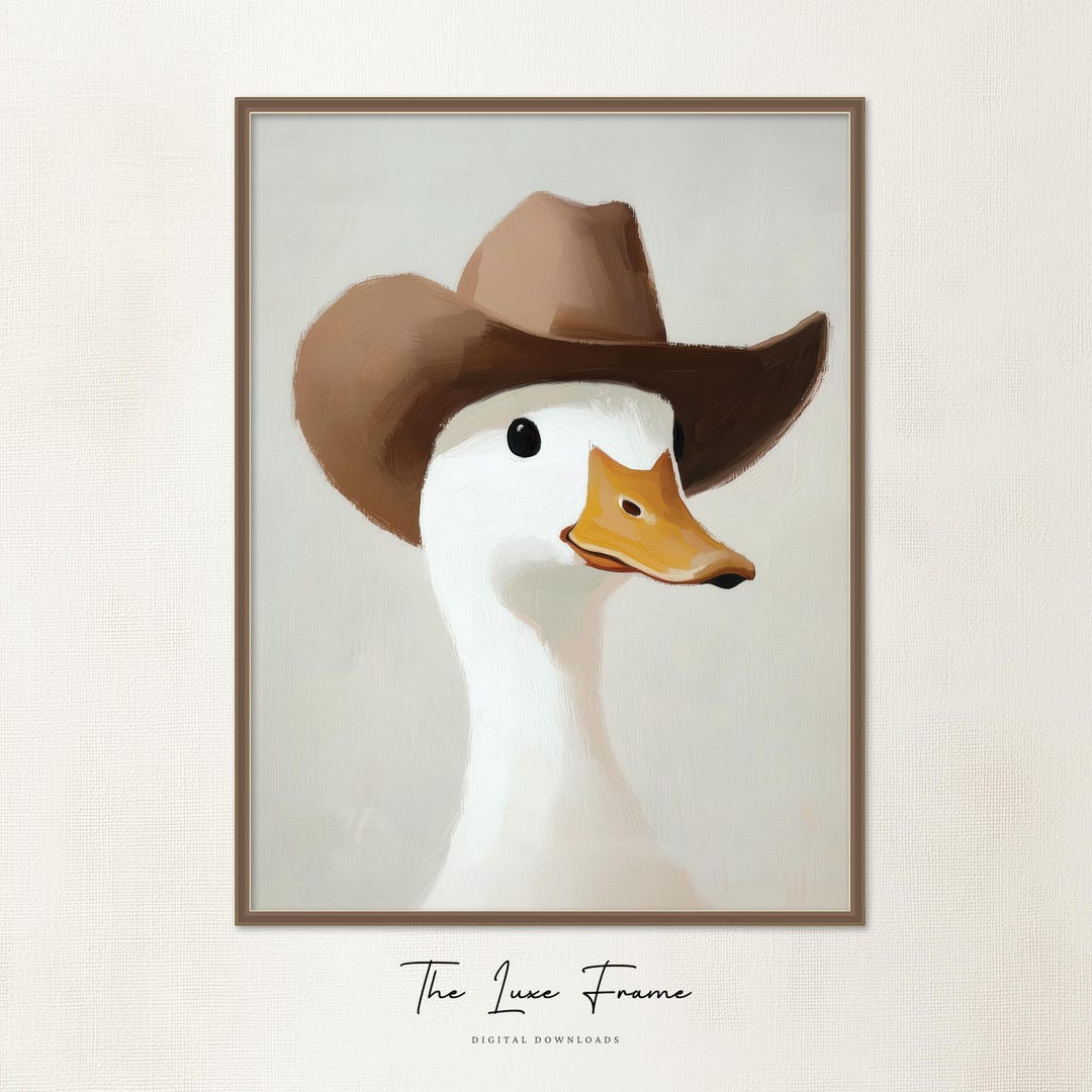 Silly Cowboy Goose Print, Brown Western Nursery Printable Art, Neutral ...