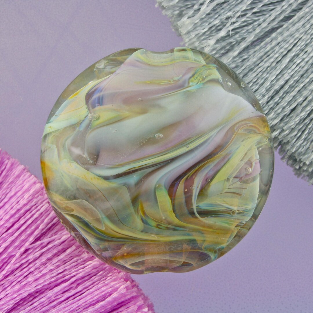 Planetary Lentil I Handmade Lampwork Glass Focal Bead SRA Pendant for ...
