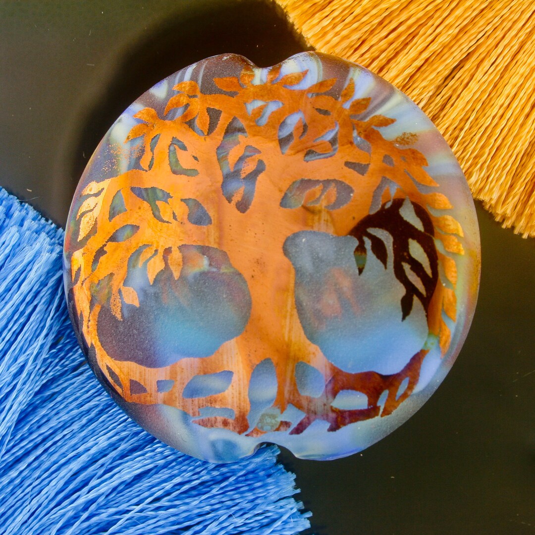 Elven Tree of Life Symbol Glass Focal Bead Medallion Handmade Lampwork ...