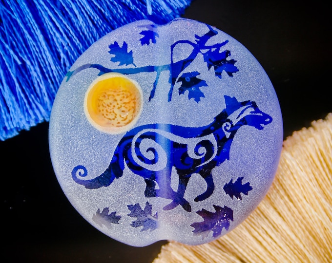 Pictish Wolf Pendant Folklore Forest Animal Glass Focal Bead Handmade ...