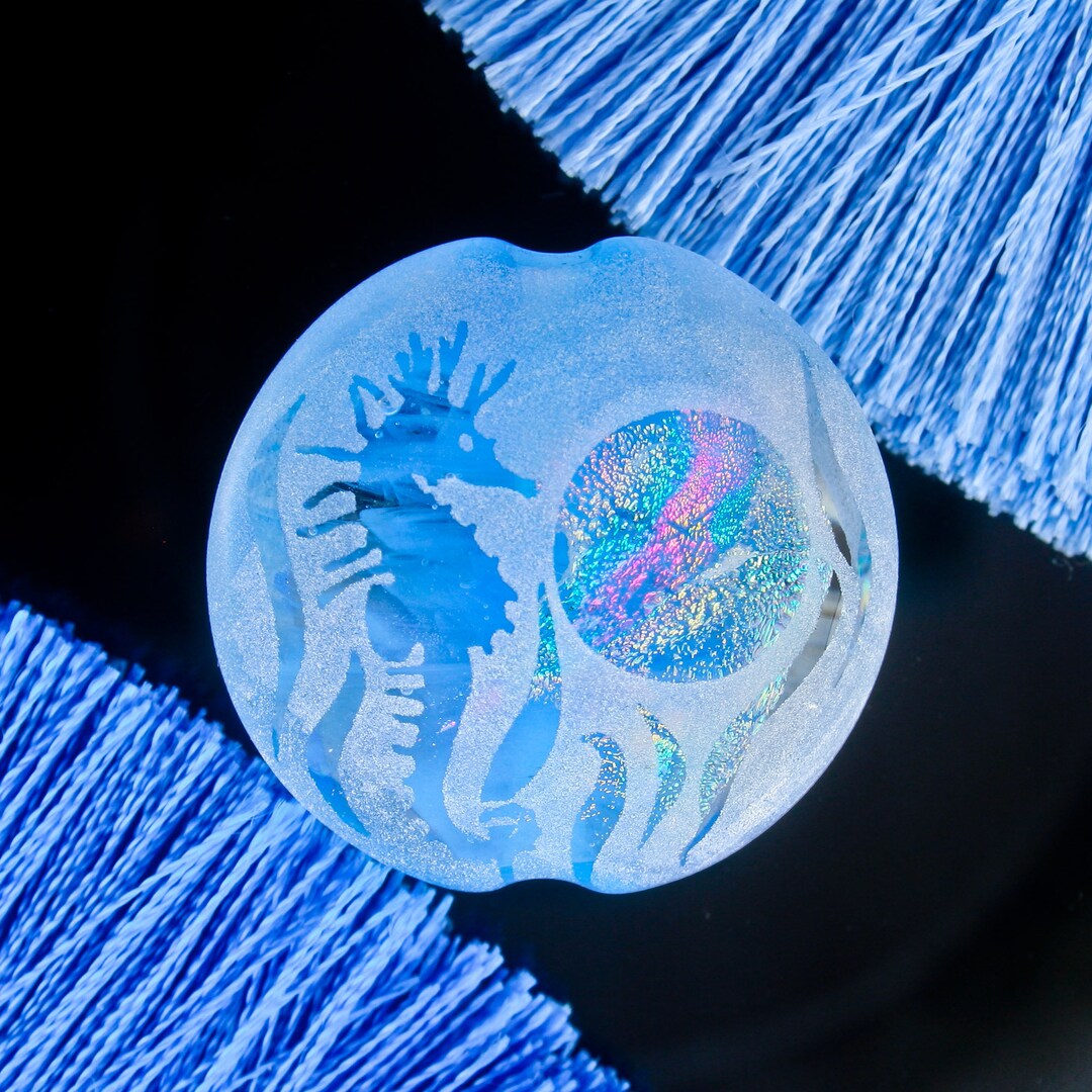 Sea Horse Sea Life Pendant Handmade Lampwork Bead Sandblasted Polished ...