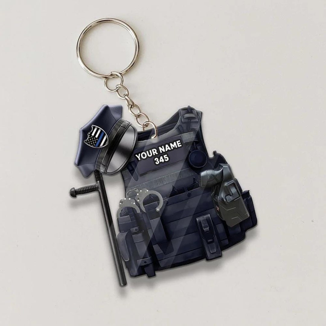 Personalized Police Vest Christmas Keychain, Bulletproof Jacket Flat ...