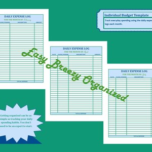 Printable Budget Template Simple Download Blue Green - Etsy