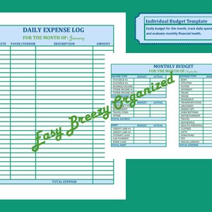 Printable Budget Template Simple Download Blue Green - Etsy