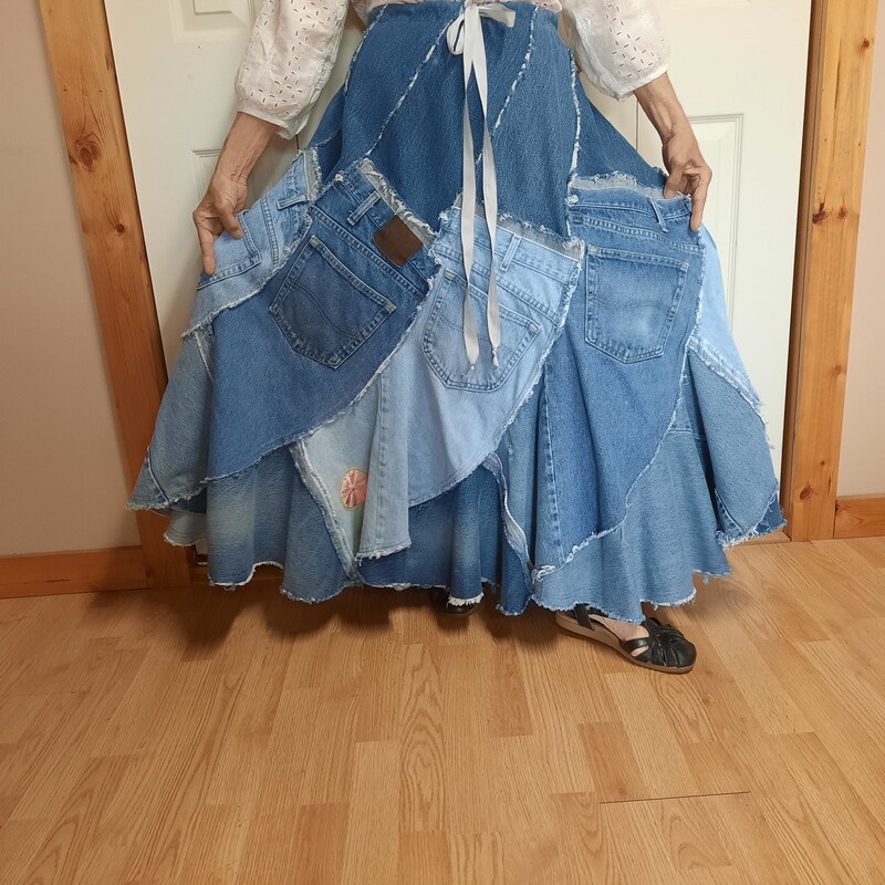 Upcycled Denim Skirt - Etsy