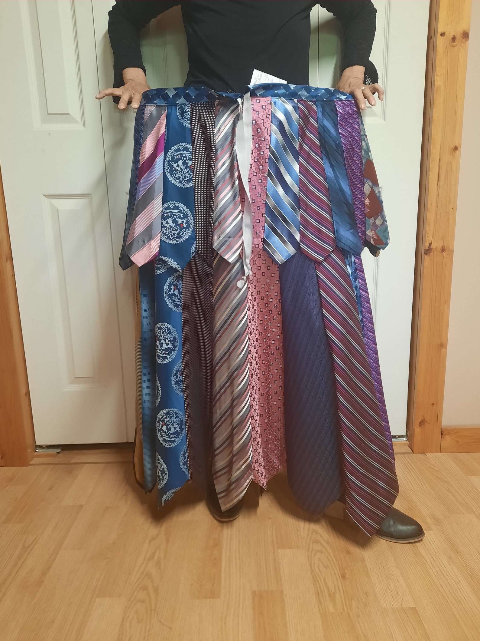 Recycled Necktie Long Skirt, Upcycled Neck Tie Skirt, Adjustable Waist ...