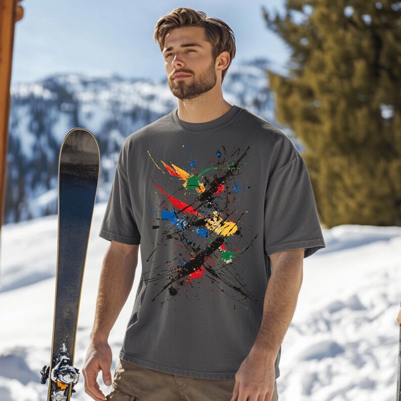 Abstract Art T Shirt | Colorful Paint Splatter Unisex Graphic Tee ...