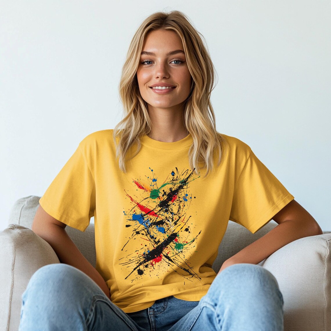 Abstract Art T Shirt | Colorful Paint Splatter Unisex Graphic Tee ...