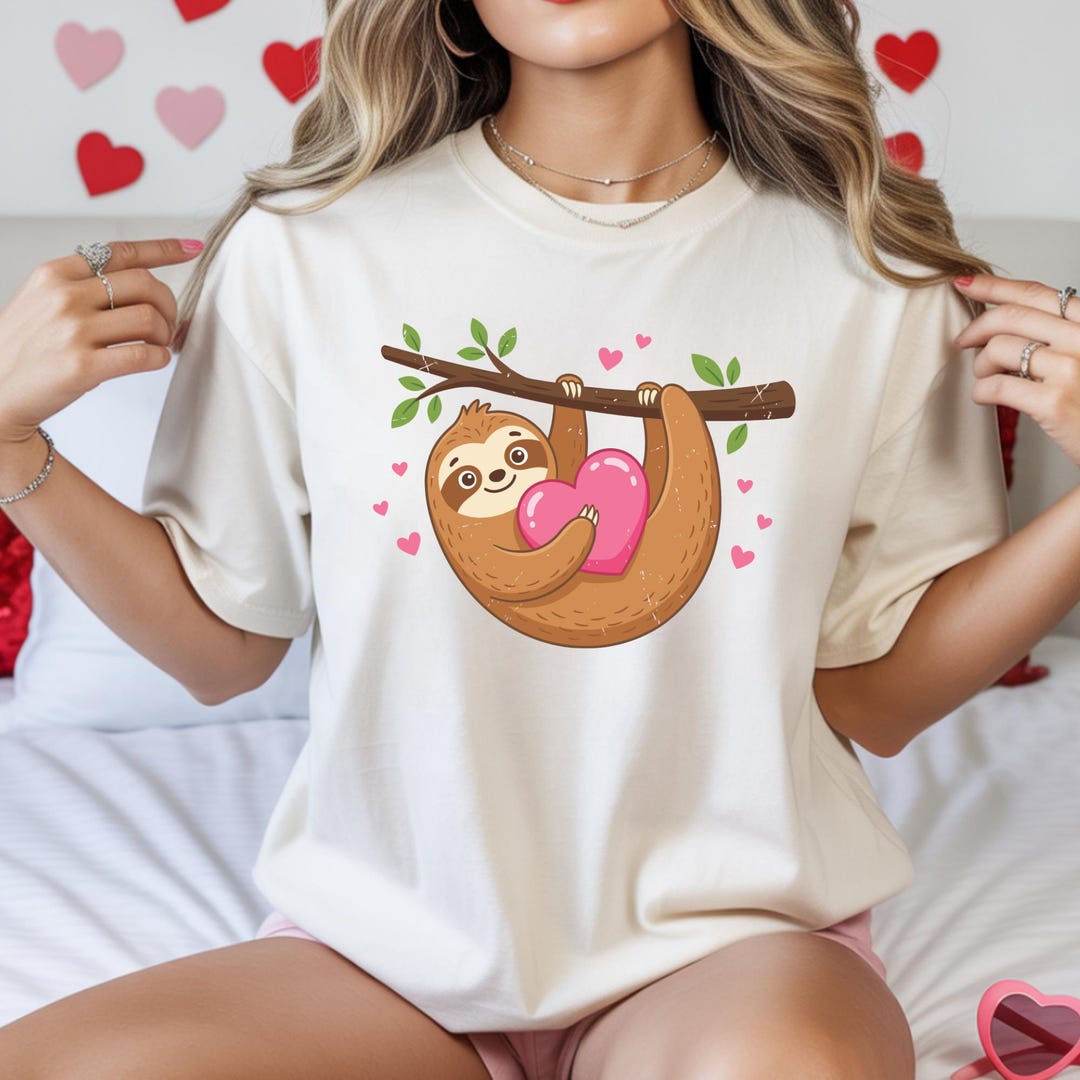 Sloth Valentine Heart Shirt Sweatshirt Cozy February Love Wear Unisex ...