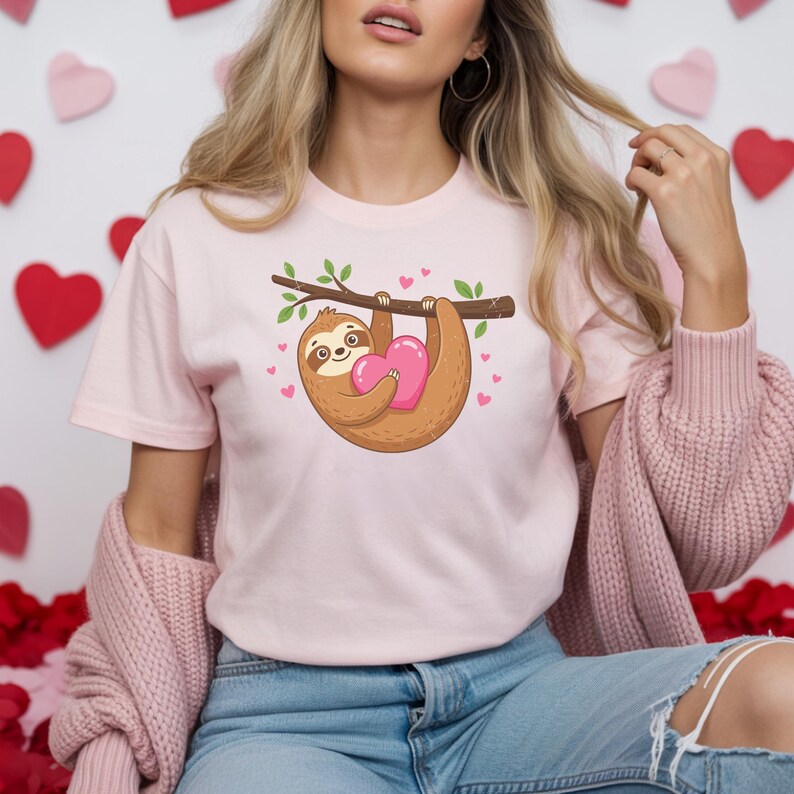Sloth Valentine Heart Shirt Sweatshirt Cozy February Love Wear Unisex ...